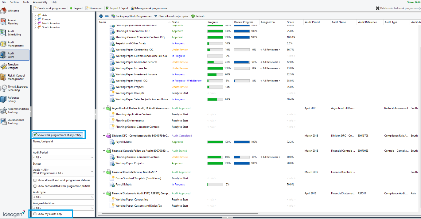 Work Programme management and review settings – Internal Audit MK