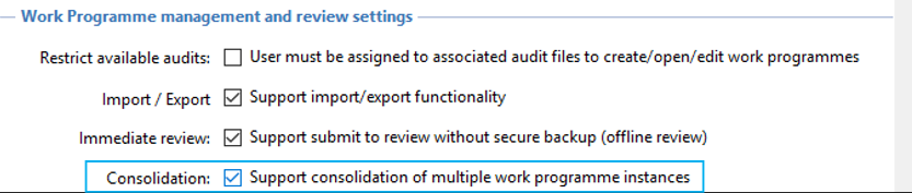 Work Programme management and review settings – Internal Audit MK