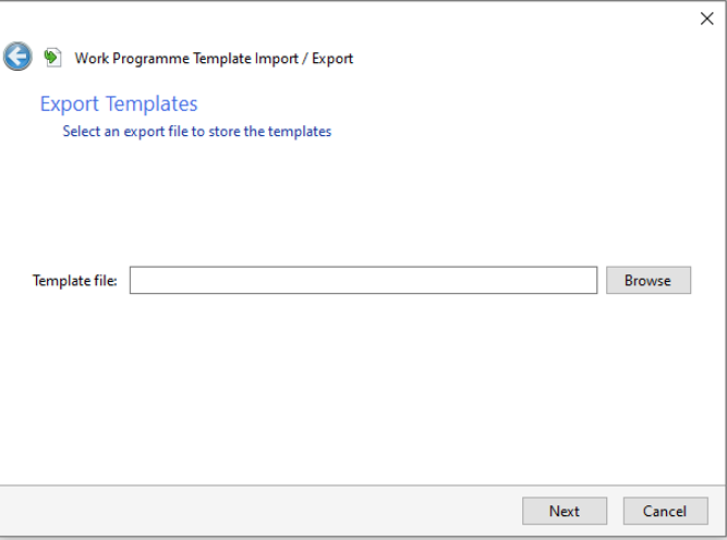 Importing or Exporting a Work Programme Template – Internal Audit MK