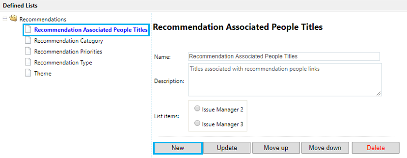 Defined Lists – Internal Audit MK