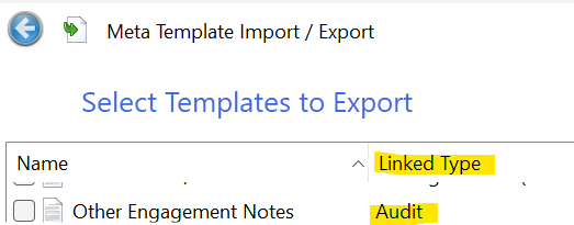 Import/Export a metadata template for audit file template – Internal Audit MK